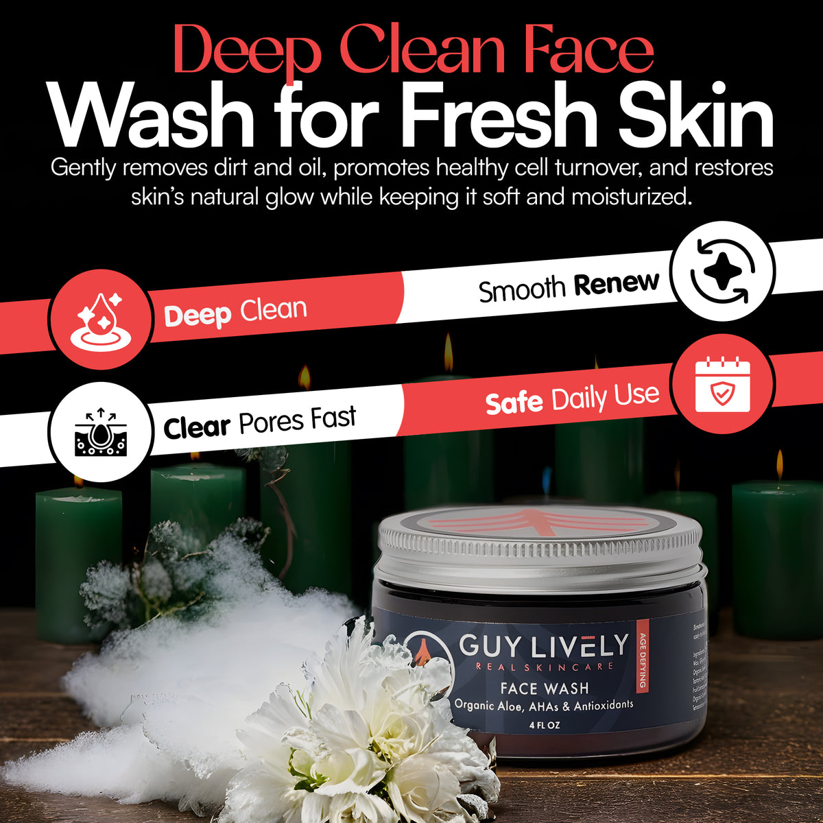 Age Defying Face Wash for Men | Organic Aloe and AHA Gentle Cleanser ...